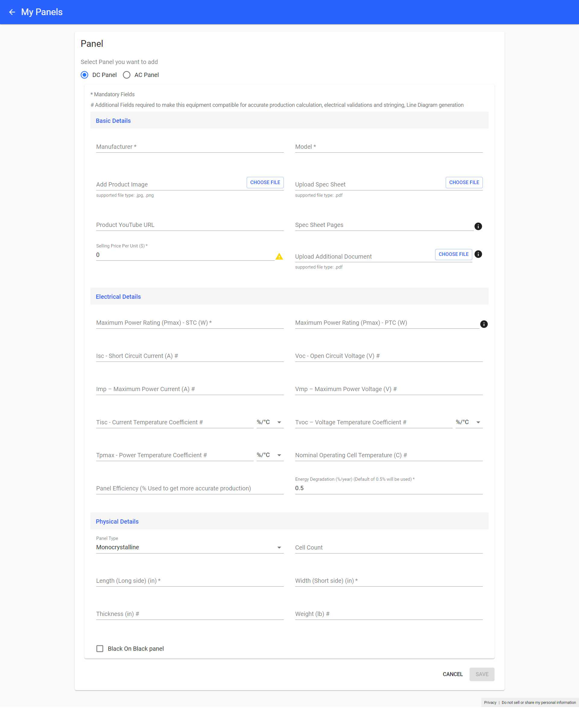 New Material User Interface
